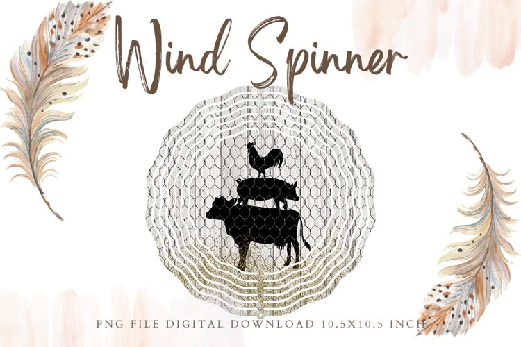 Western Farm Animal Wind Spinner Template Sublimation