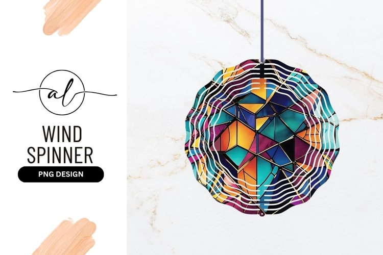 Colorful Geometric Wind Spinner Round Png Design