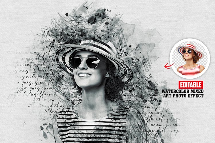 Watercolor Mixed Art Photo Effect (4689709)