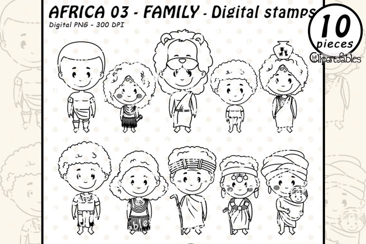 AFRICAN FAMILY digital stamps, Zulu, Tribe outline (1887024 ...