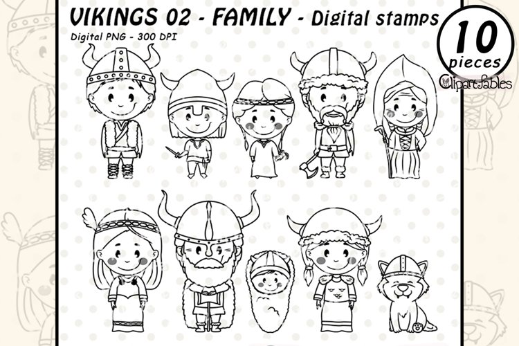 VIKING FAMILY digital stamps, Nordic family, Viking outlines (1728229 ...