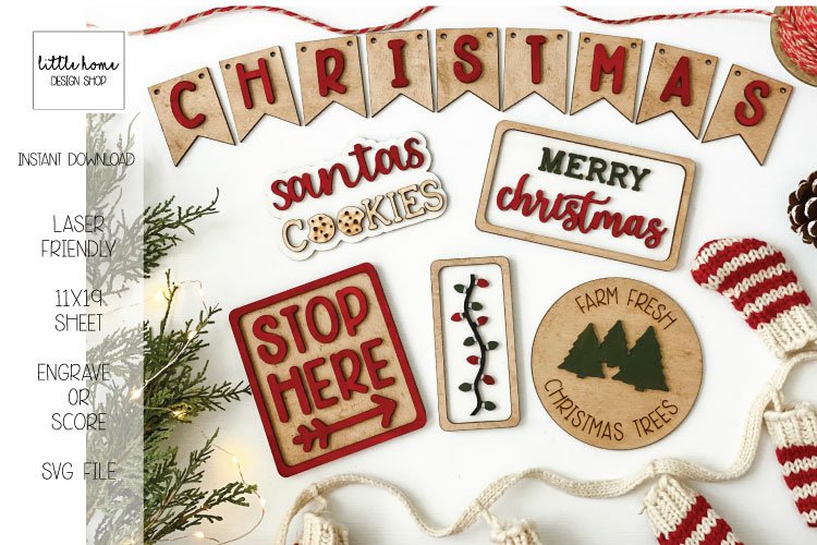 Christmas laser cut files | Christmas Wood Signs