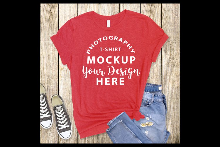 Bella Canvas 3001 t-shirt mock-up RED HEATHER (2249041)