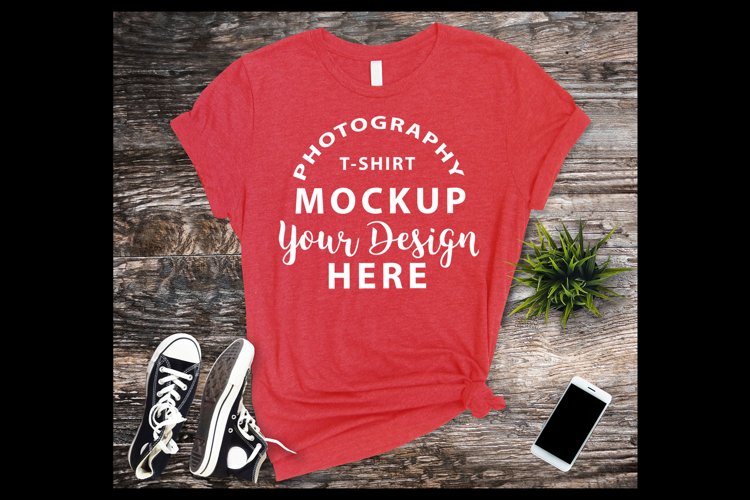 Bella Canvas 3001 t-shirt mock-up RED HEATHER (2340565)