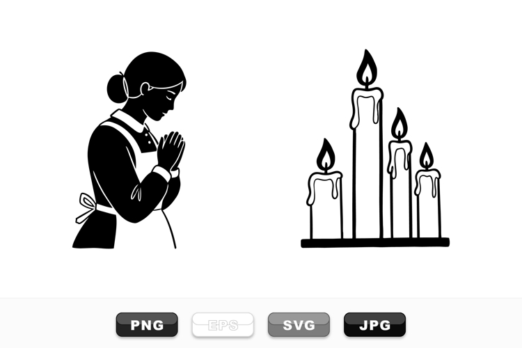Religious Prayer Woman And Candles SVG Bundle