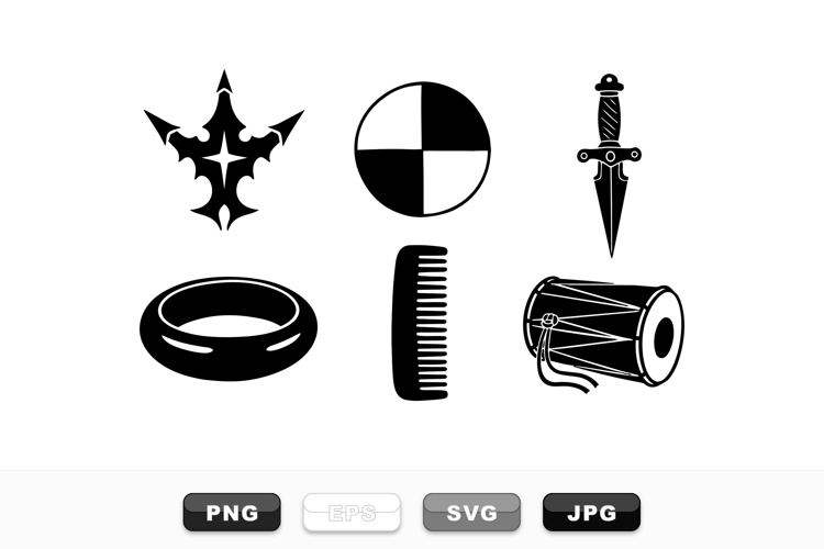 Medieval Weapons And Symbols Vector Set For Crafts