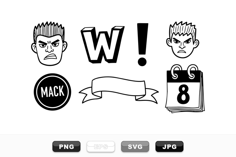 Retro Comic Expression Vector Clipart Set Bundle