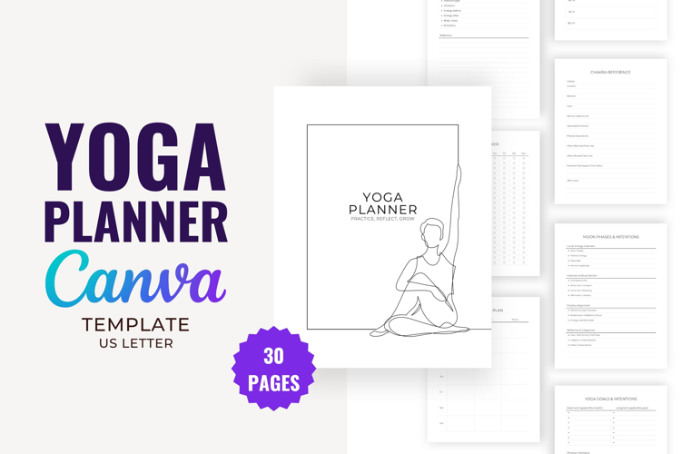 Yoga Planner | Editable Canva Template