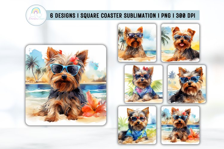 Yorkshire Terrier Square Coaster Sublimation Bundle