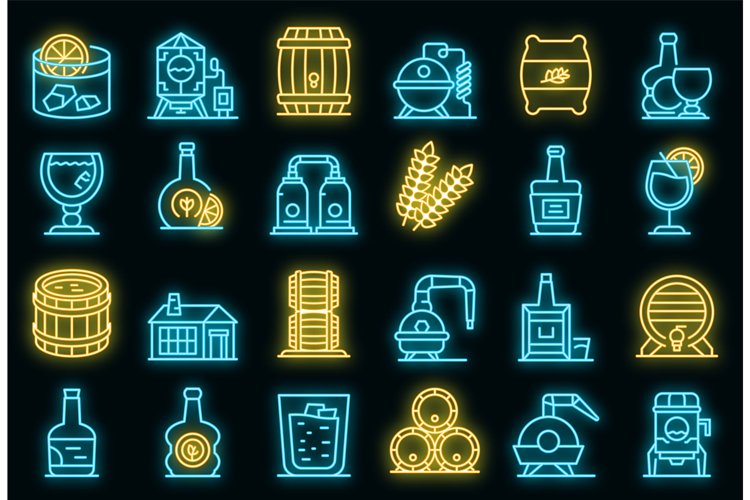 Bourbon icons set vector neon (1786190)