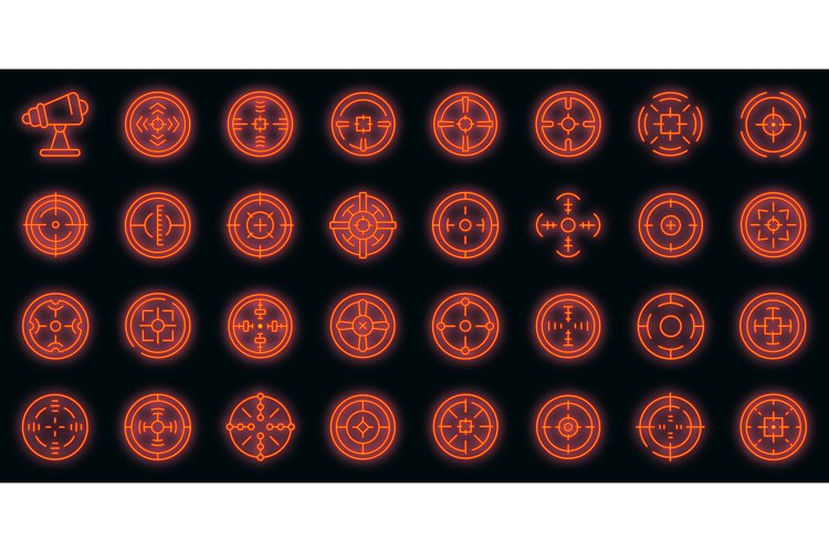Telescopic sight icons set vector neon (1786321)