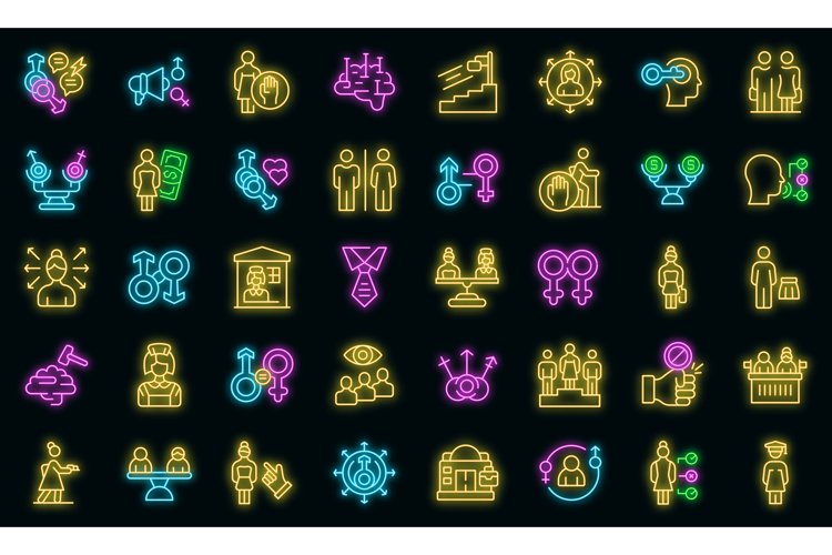 Stereotype icons set vector neon