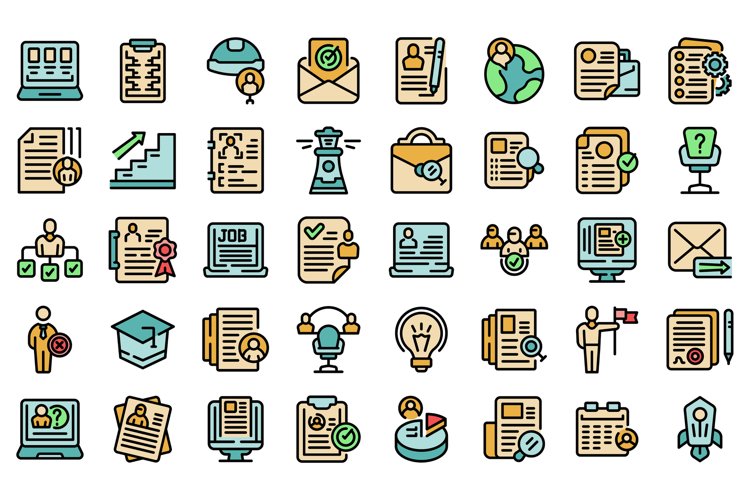 Vacancy icons set vector flat