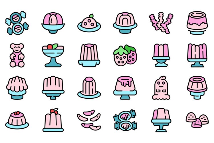 Jelly icons set vector flat