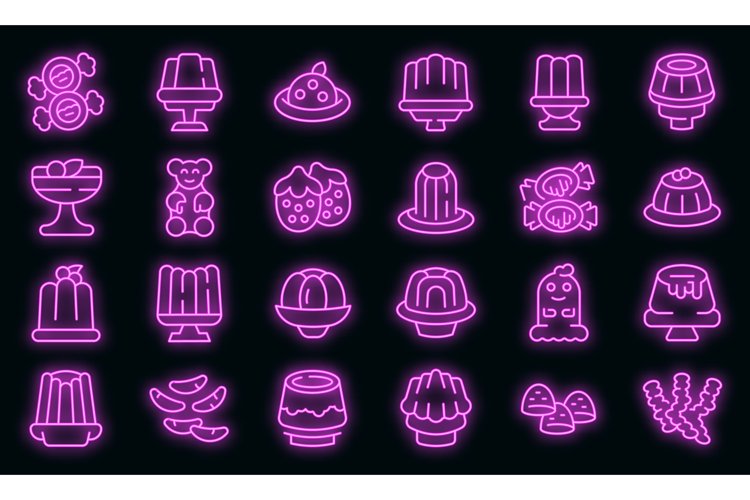 Jelly icons set vector neon