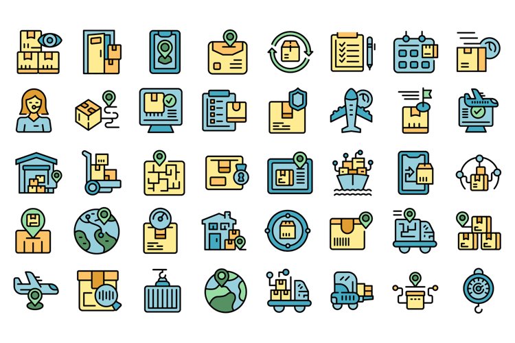 Parcel tracking icons set vector flat