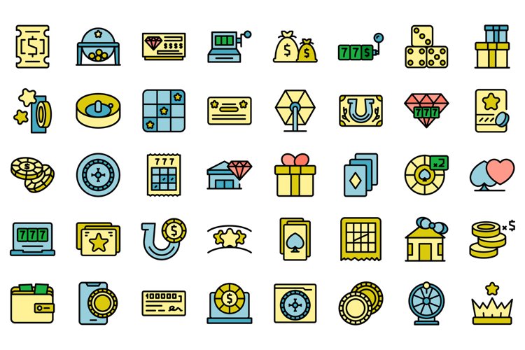 Sweepstake icons set vector flat