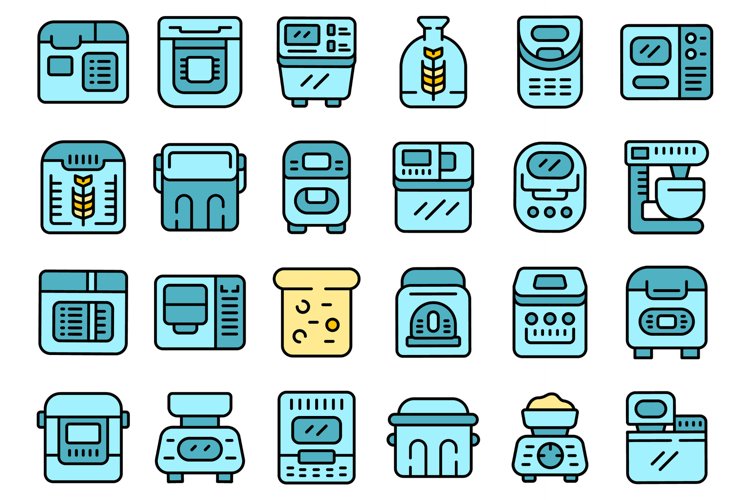 Breadmaker icons set vector flat