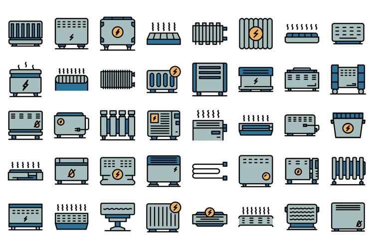 Convector icons set vector flat