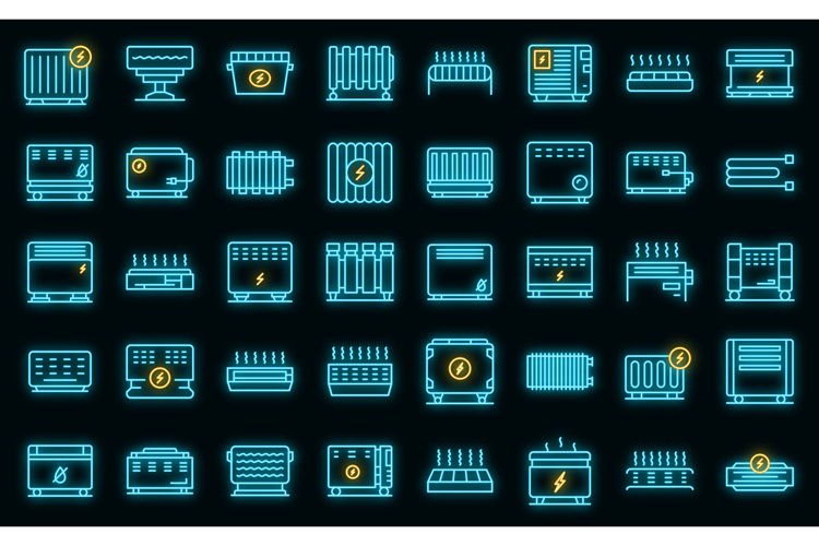 Convector icons set outline vector. Radiator bars (2211218)