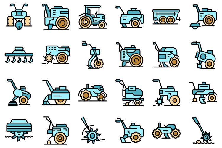 Cultivator machine icon outline vector. (2211221)
