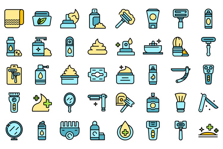 Shaving cosmetics icons set vector flat