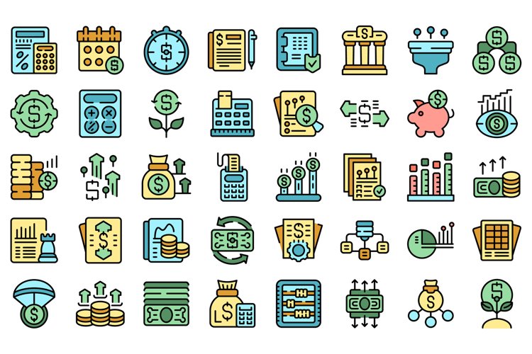 Revenue icons set vector flat