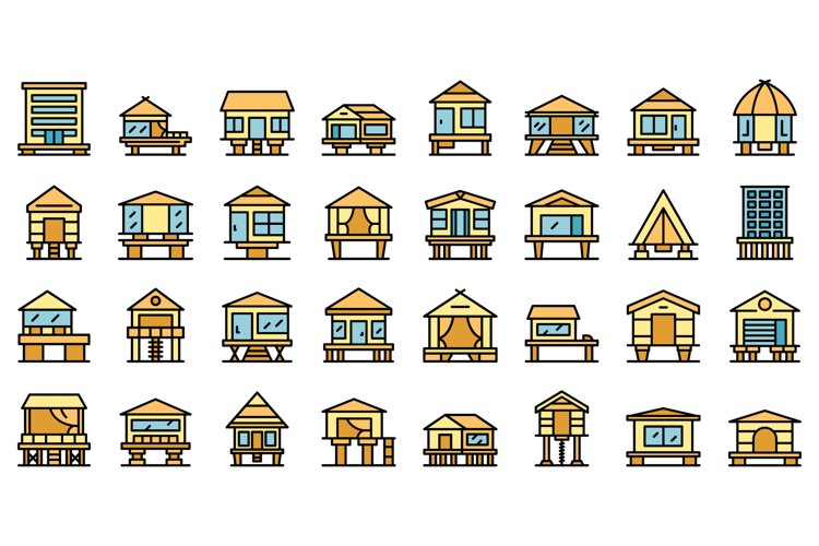 Stilt icons set vector flat