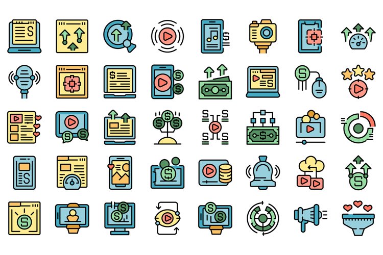 Monetization icons set vector flat (2211840)
