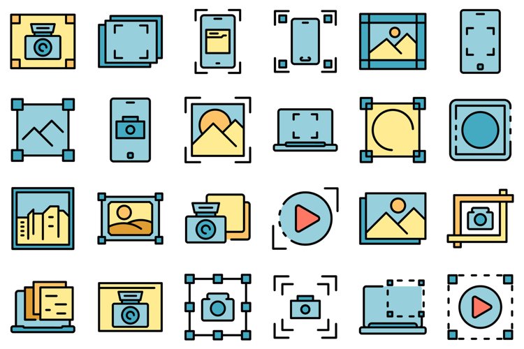 Screenshot icons set vector flat