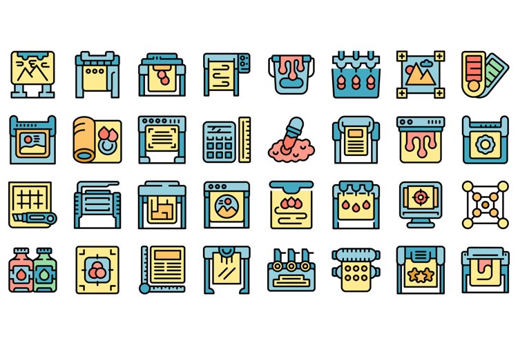 Plotter icons set vector flat
