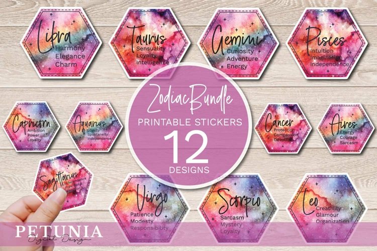 Zodiac Stickers Bundle | Zodiac Sign Printable Stickers